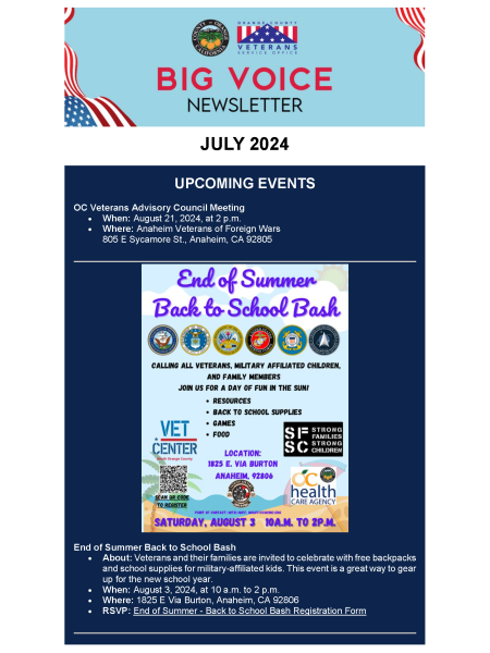 Big Voice Newsletter - July 2024 | OC Veterans Service Office